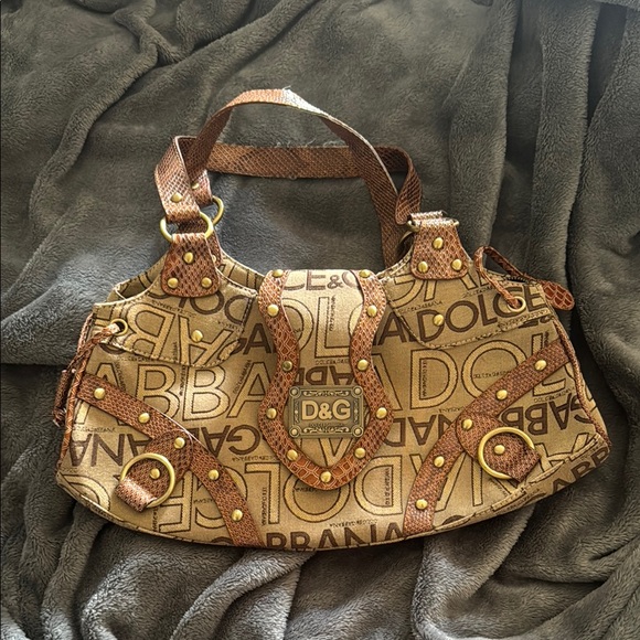 D&G | Bags | Dg Brown Shoulder Bag With Monogram Print | Poshmark
